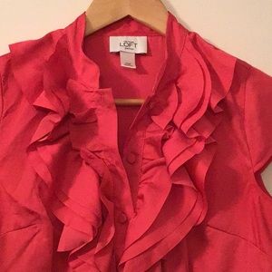LOFT | Tops | Loft Pink Ruffle Blouse | Poshmark